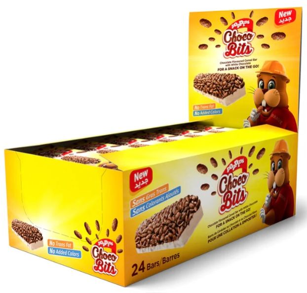 POPPINS CHOCO POPS CHOCOLATE FLAVORED CERAL BAR WITH MILK CHOCOLATE 24 ...
